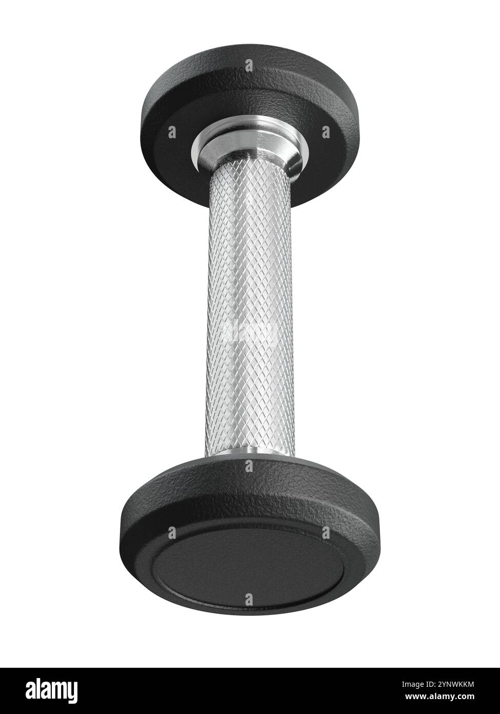 Blank Round Rubber Dumbbell, weightlifting gym equipment top view Stock ...