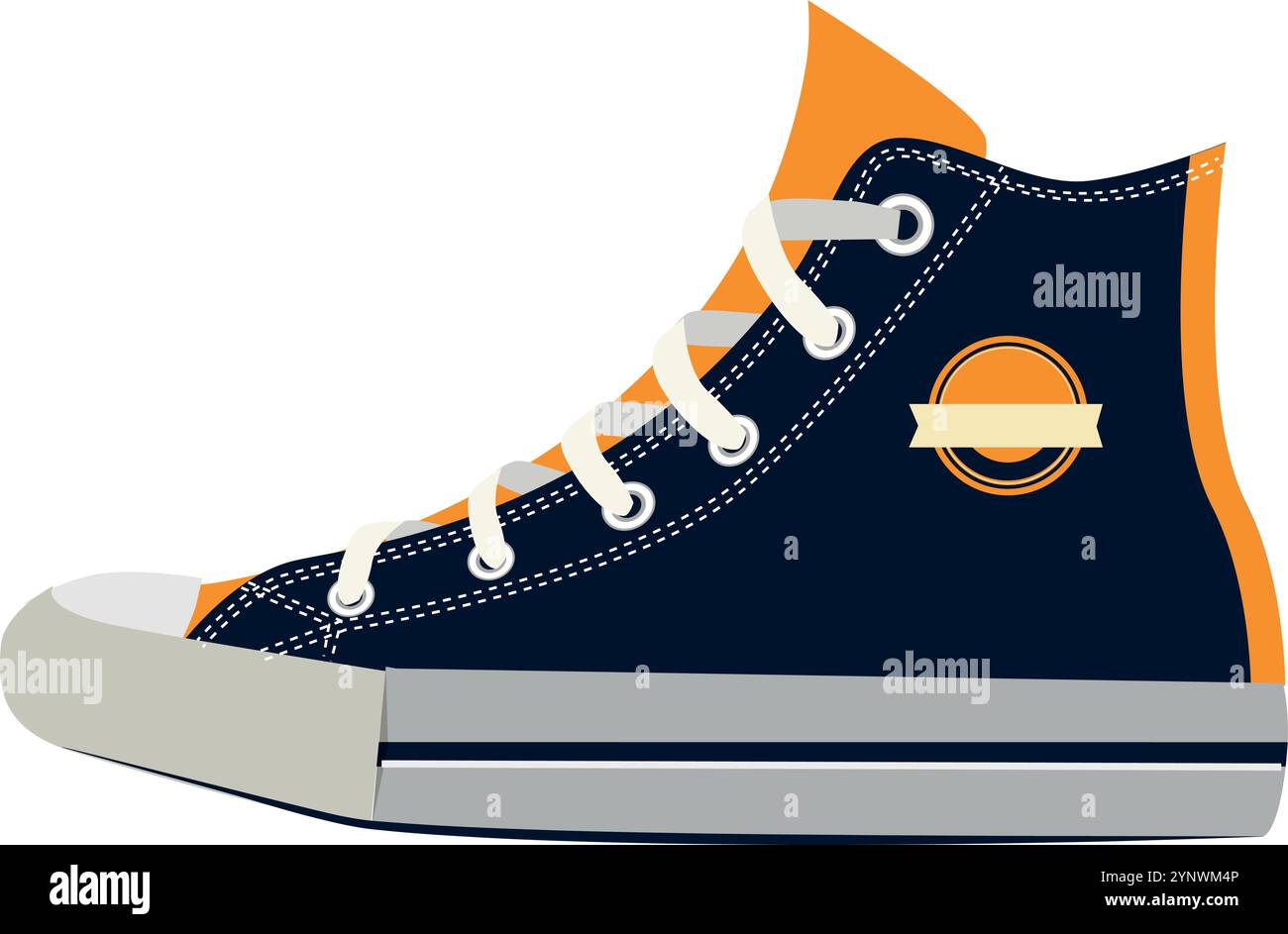 A cartoon shoe with a white stripe and orange stripe Stock Vector Image ...