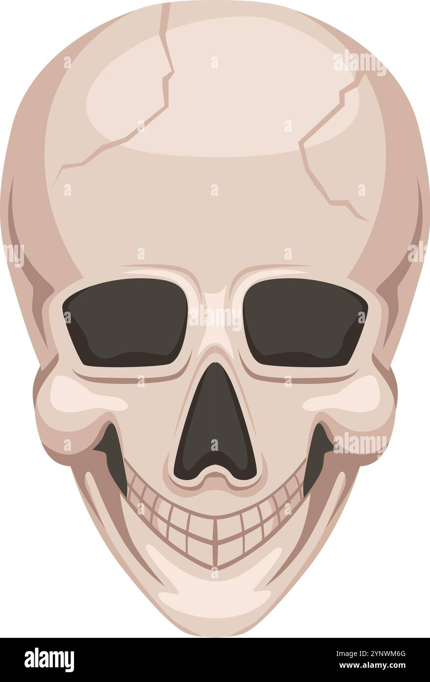 A cartoon skull with a smile on its face. The skull is white and has a ...