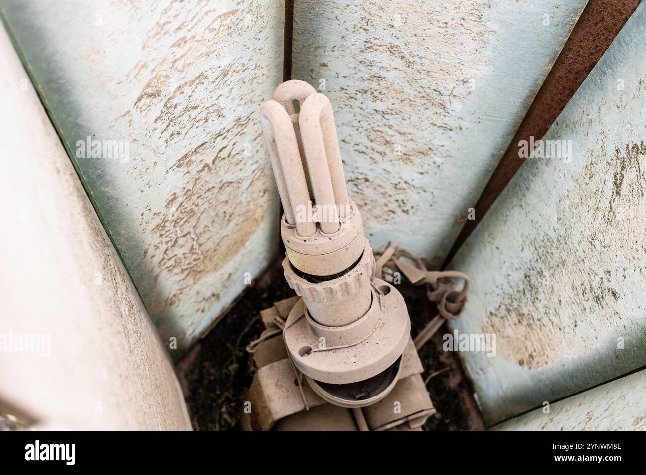 dusty halogen lamp inside street light close up Stock Photo - Alamy