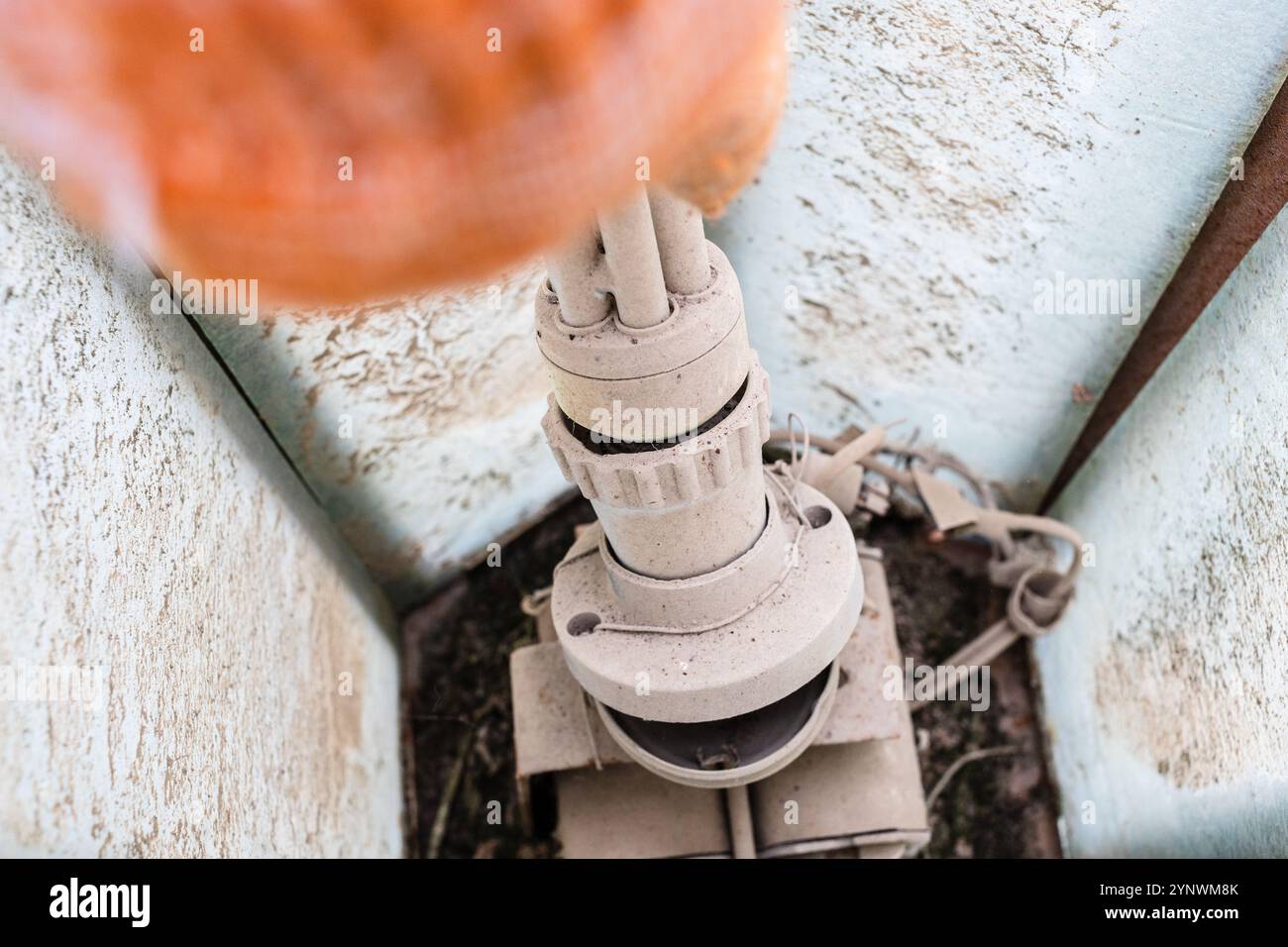 replacing old halogen lamp inside street light close up Stock Photo - Alamy