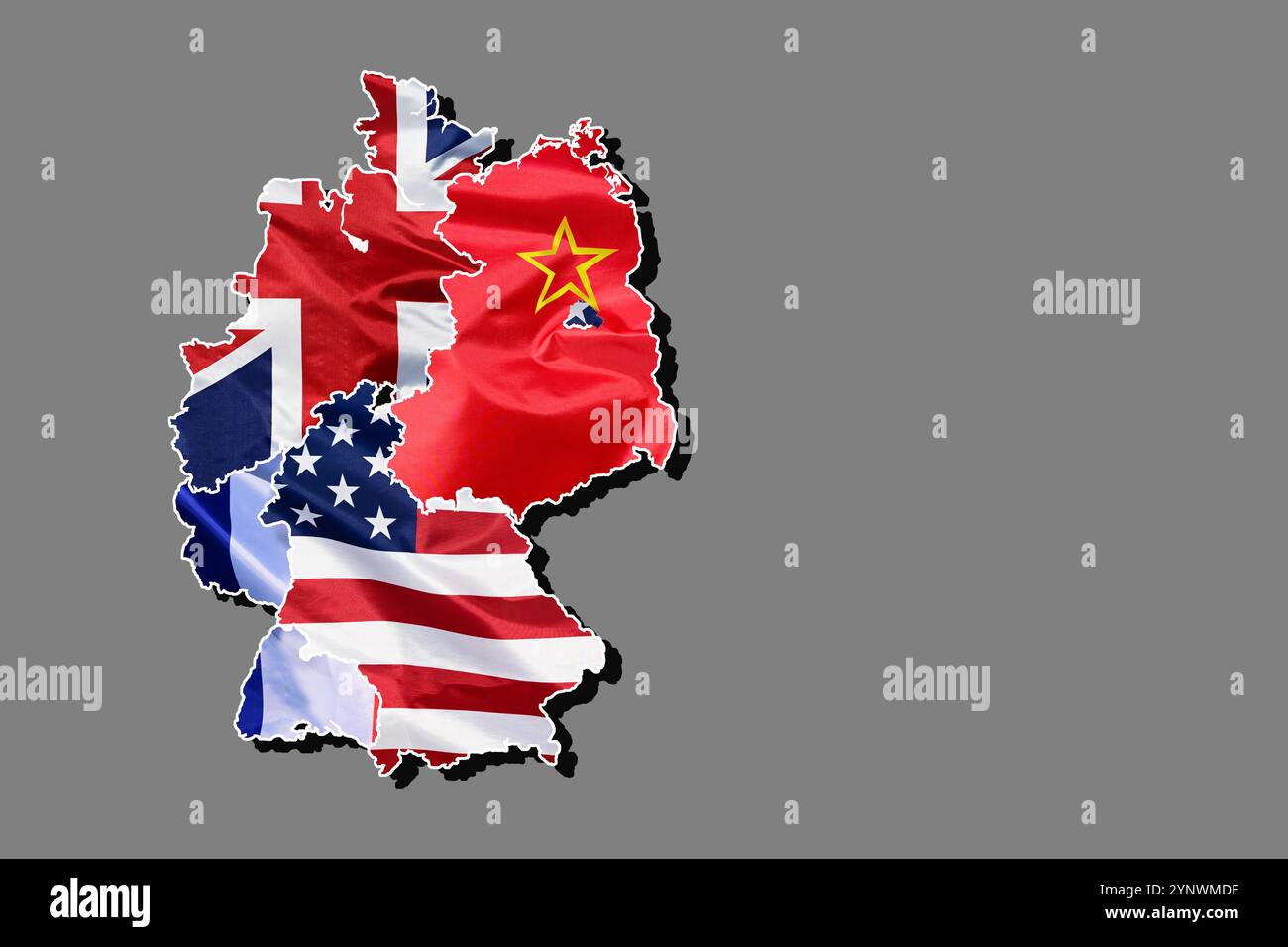 Outline map of Germany, filled in with the national flags of the ...