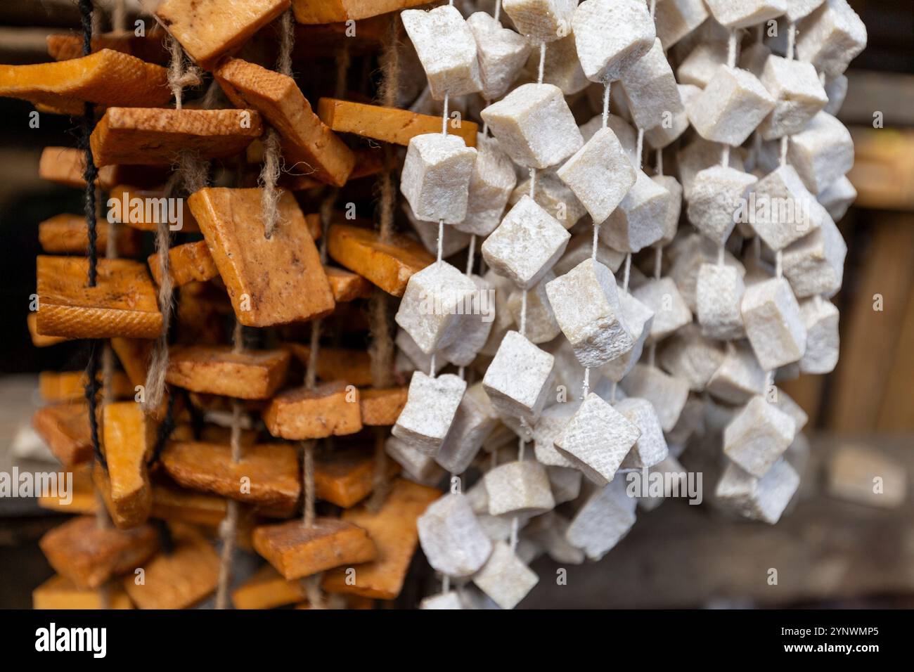 Chhurpi or durkha, a traditional cheese consumed in the Himalayan ...
