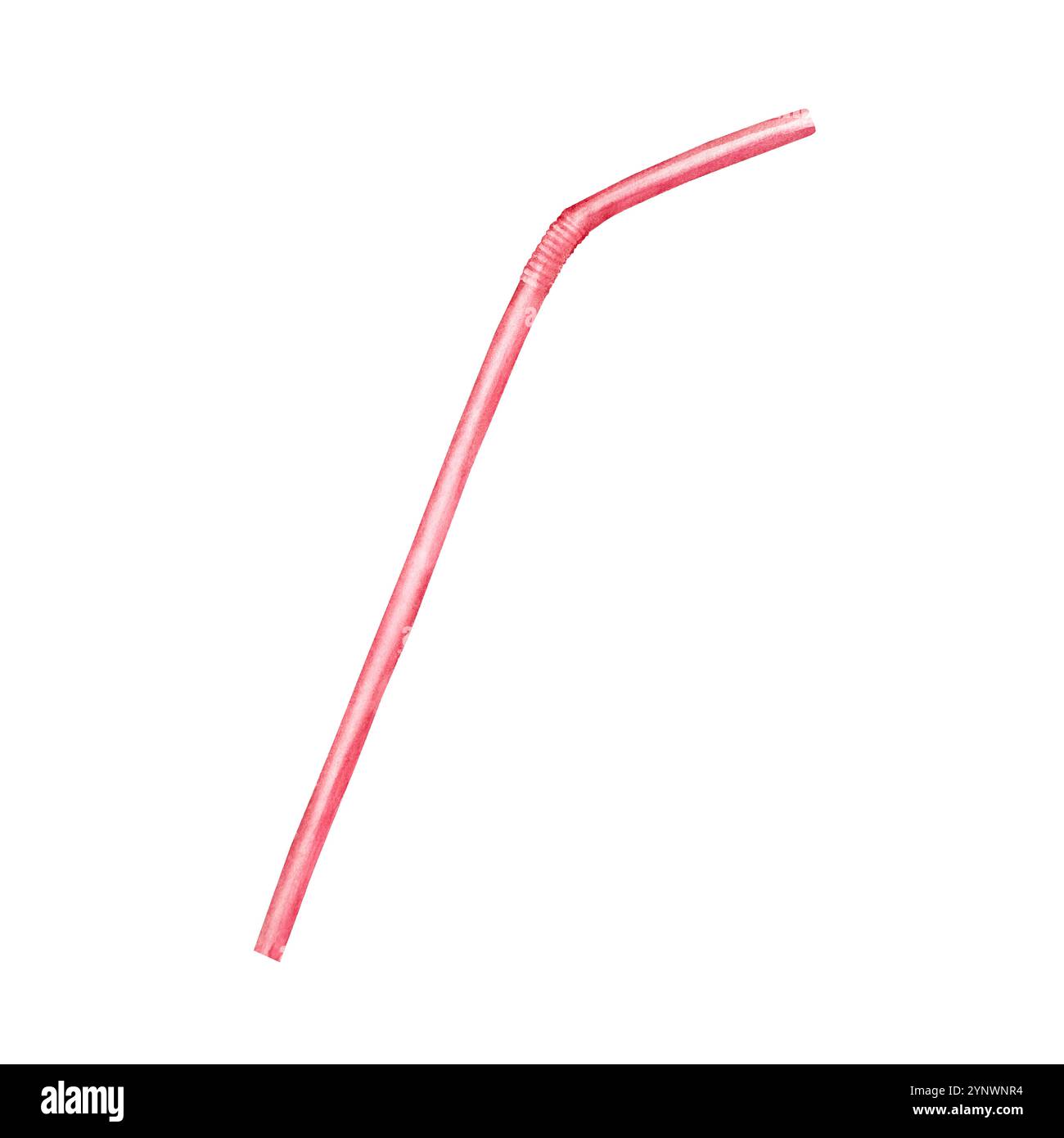 Straw plastic. Watercolor hand drawn red microplastic illustration ...