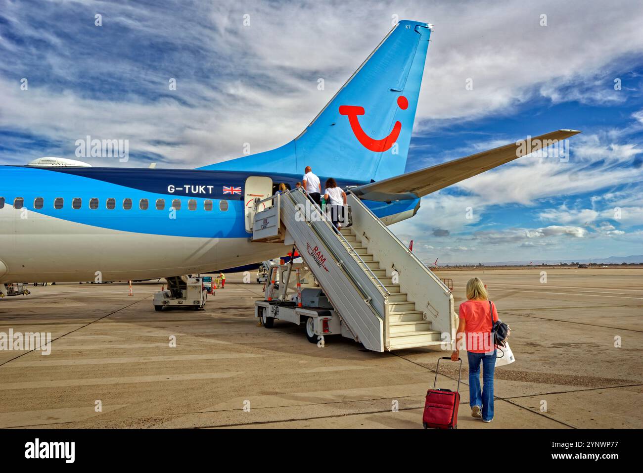 TUI Boeing 737-8JP aircraft rear boarding Stock Photo - Alamy