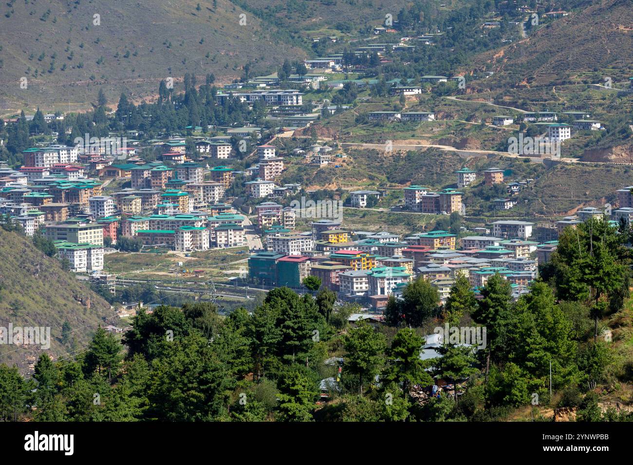 City's urban development, with rows of houses and buildings climbing up ...