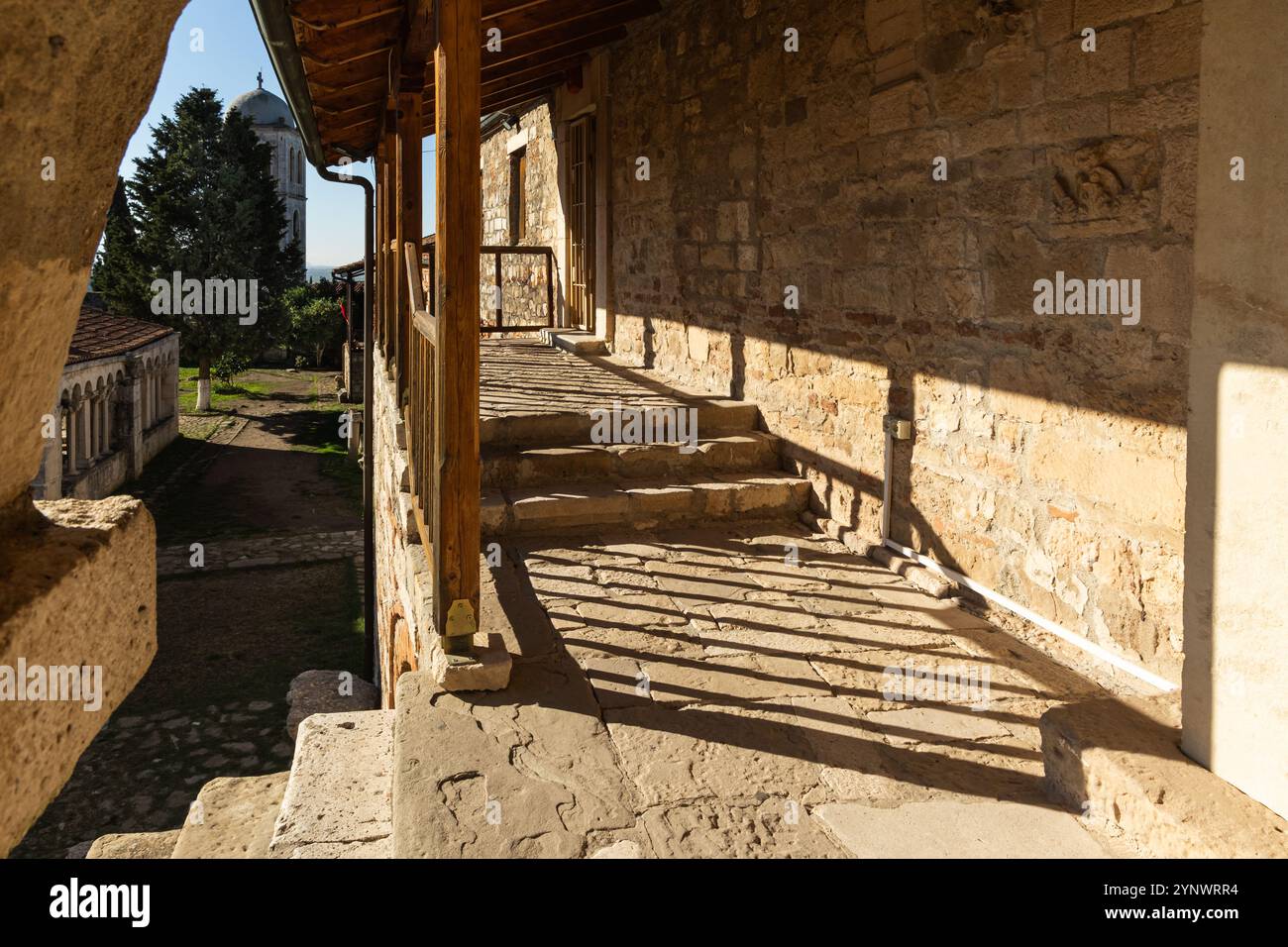 Ancient Architectural design with ceiling and cobble stone floor and ...