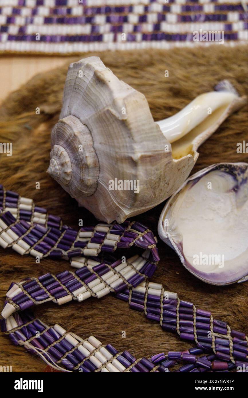 Wampum and shells on fur. From Ganondagan State Historic Site's Winter ...