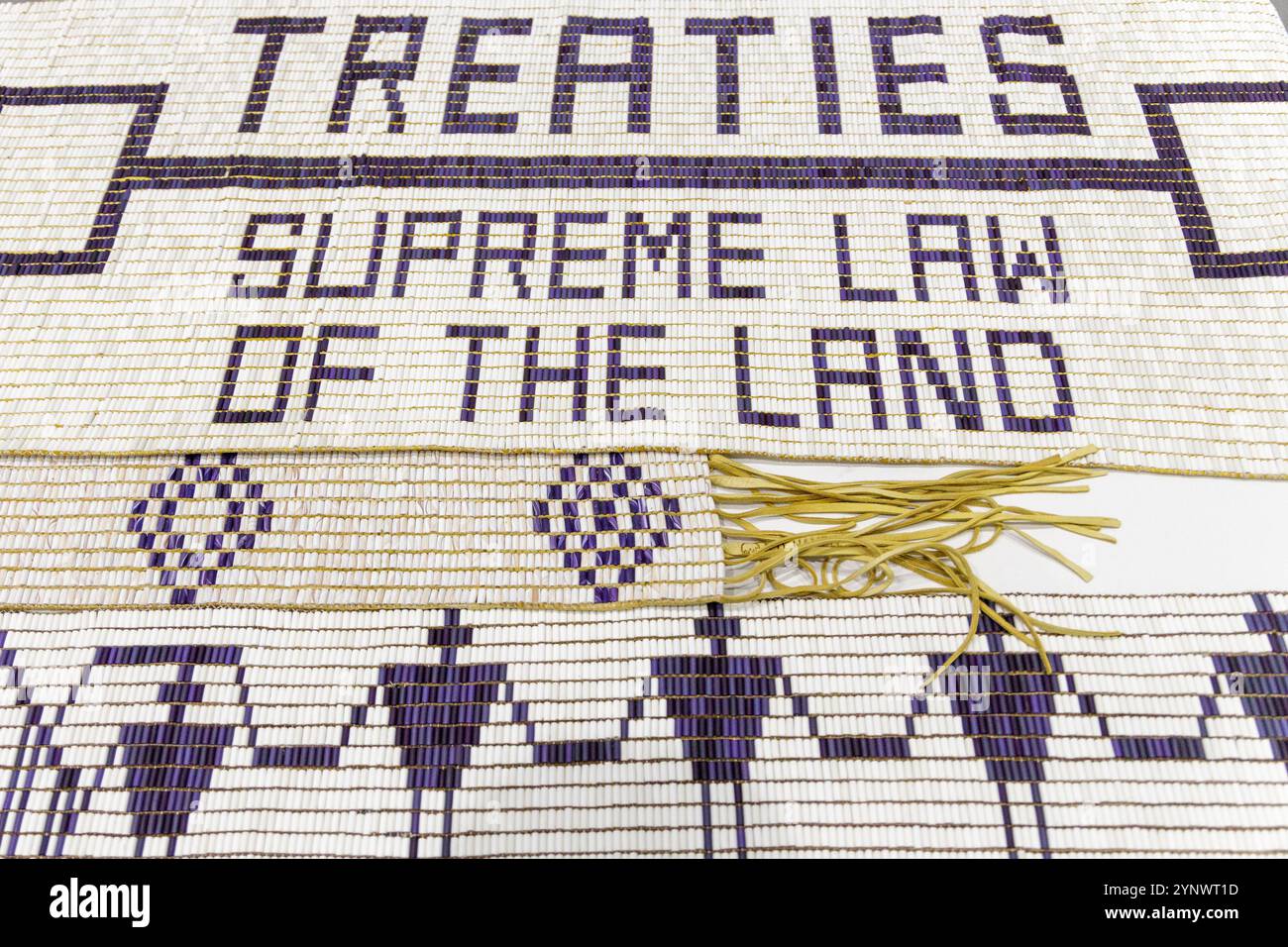 Treaties Supreme Law of the Land and wampum belts on display during the ...