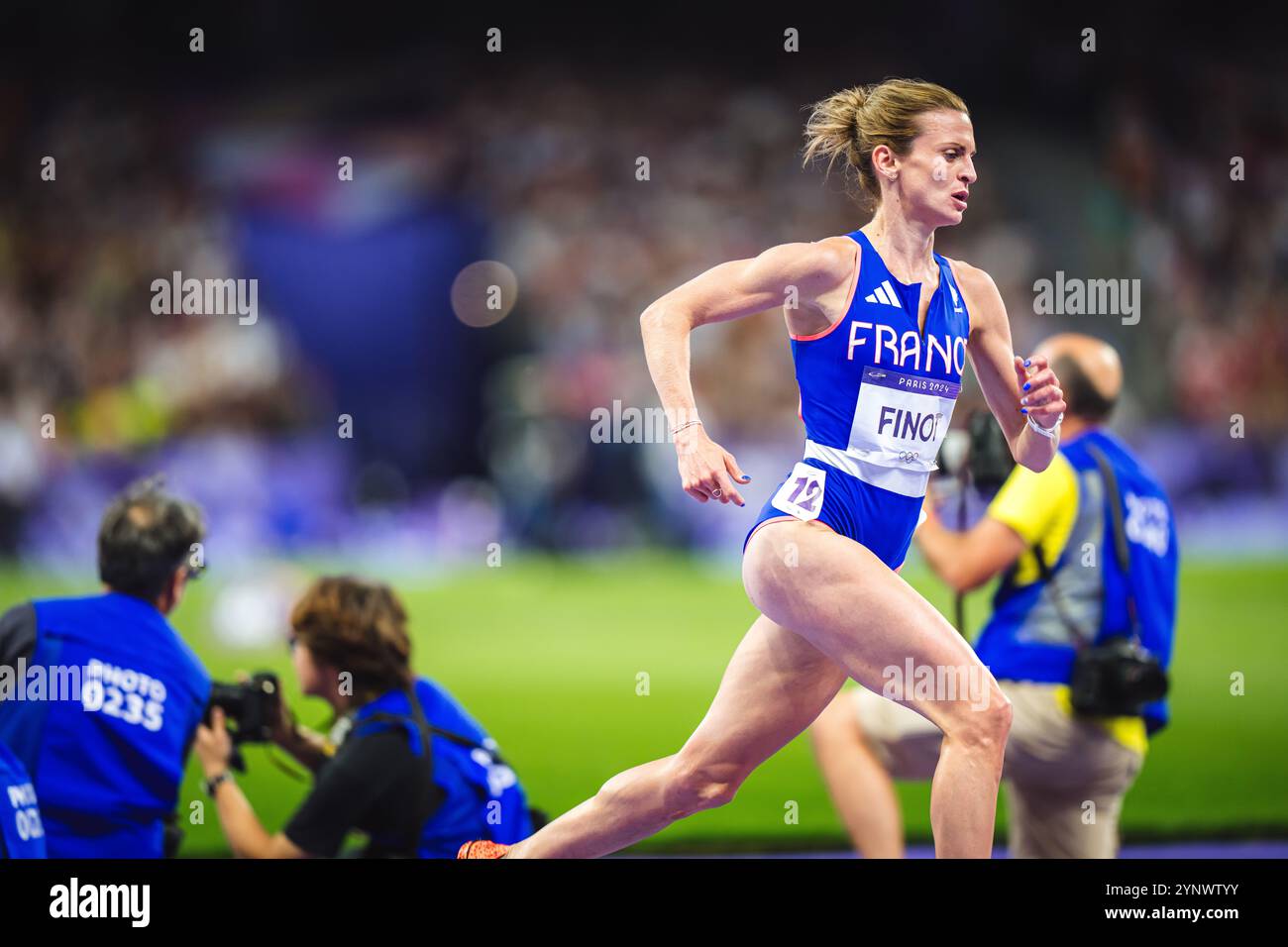 Alice Finot participating in the 3000 metres steeplechase at the Paris ...
