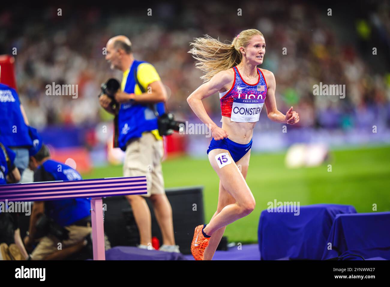 Valerie Constien participating in the 3000 metres steeplechase at the ...