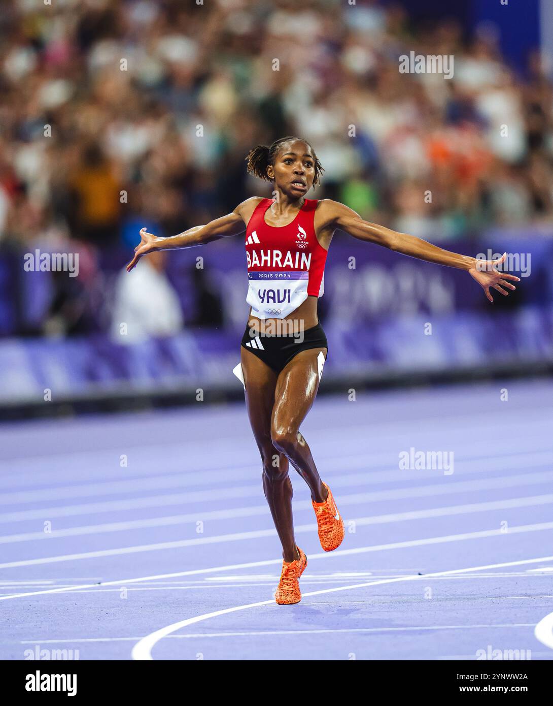 Winfred Yavi winning in the 3000 metres steeplechase at the Paris 2024 ...