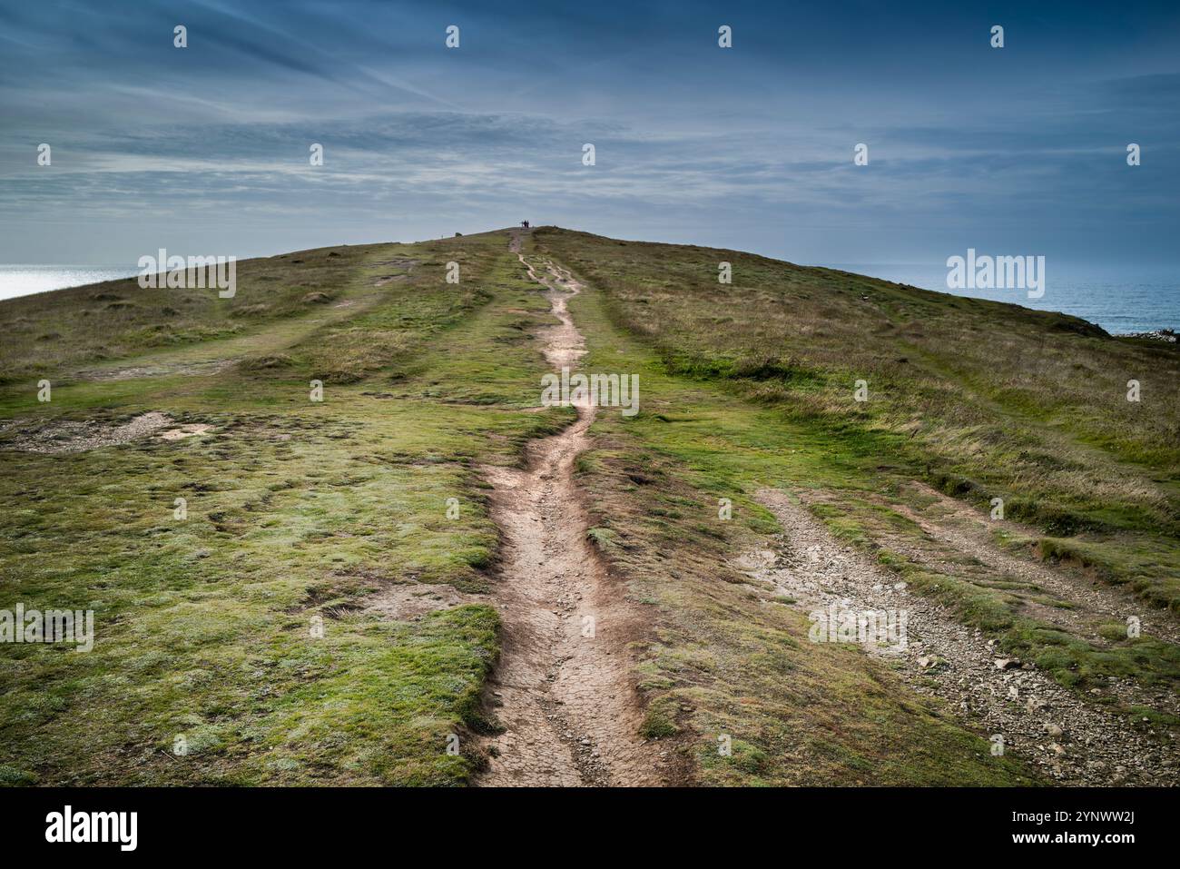 The heavily eroded tracks leading up to the top of the remains of the ...