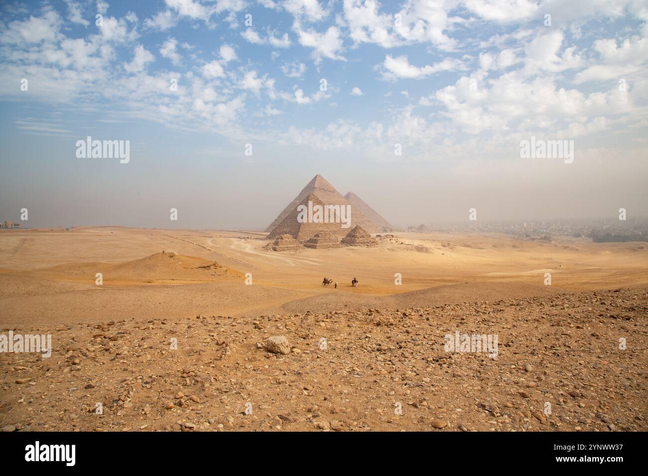 Egypt. Cairo - Giza. General view of pyramids from the Giza Plateau ...