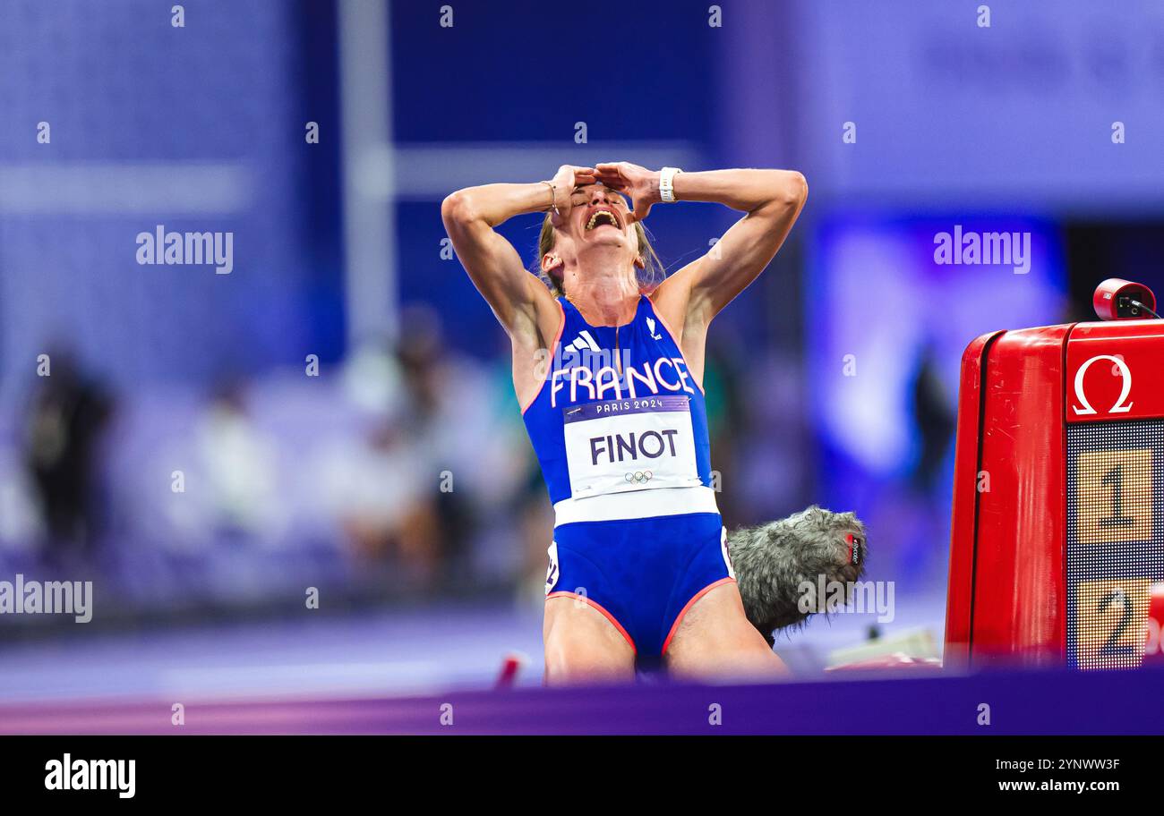 Alice Finot participating in the 3000 metres steeplechase at the Paris ...