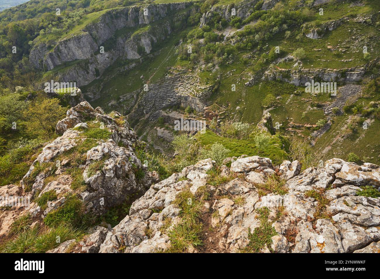 The limestone cliffs of Cheddar Gorge, in the Mendip Hills, Cheddar ...