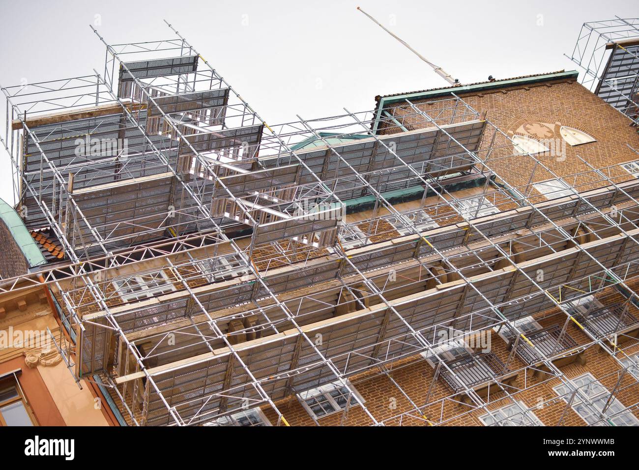 Old style brick building under construction Stock Photo - Alamy