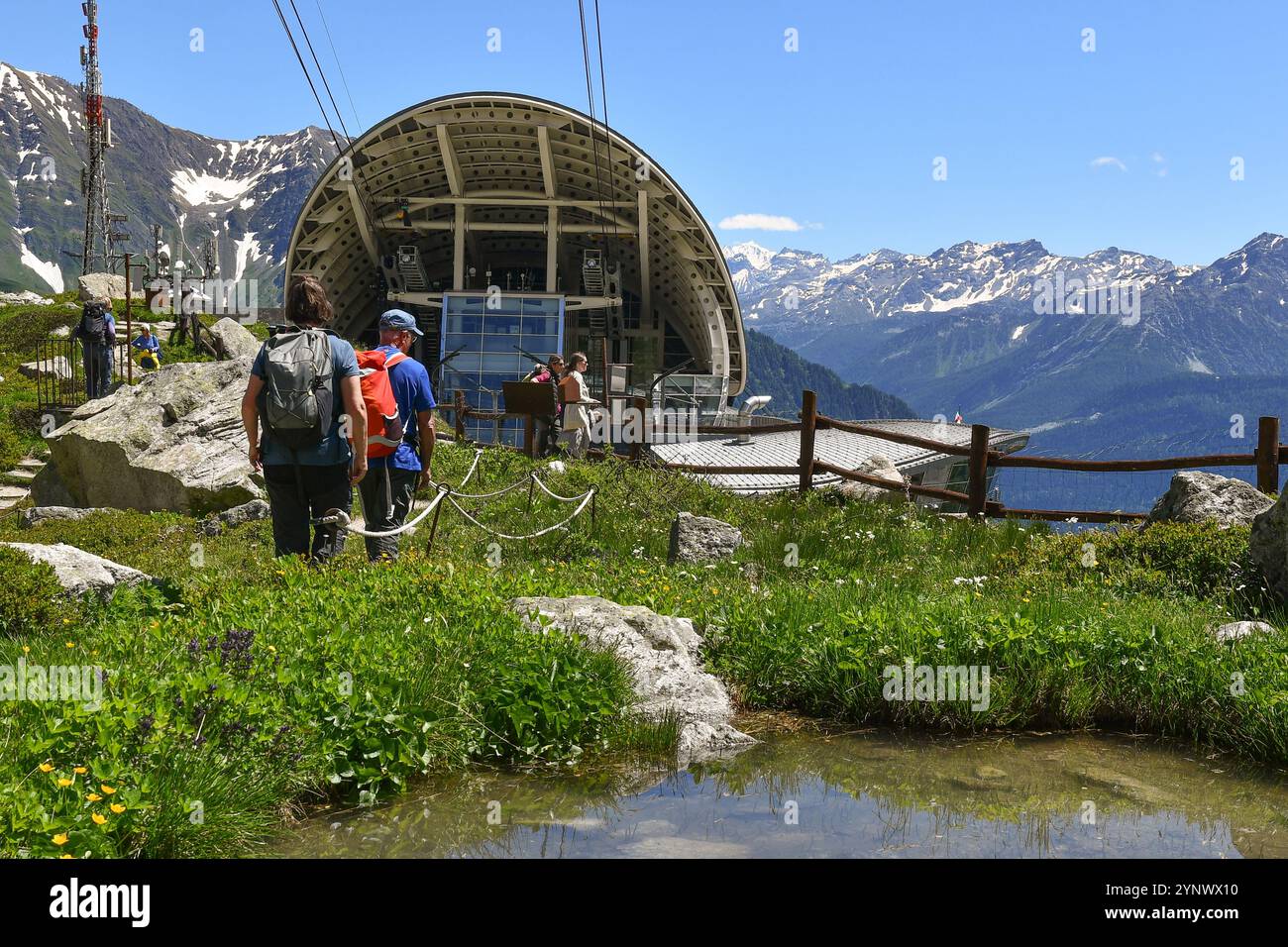 View of the Alpine Botanical Garden Saussurea at the Pavillon cableway ...