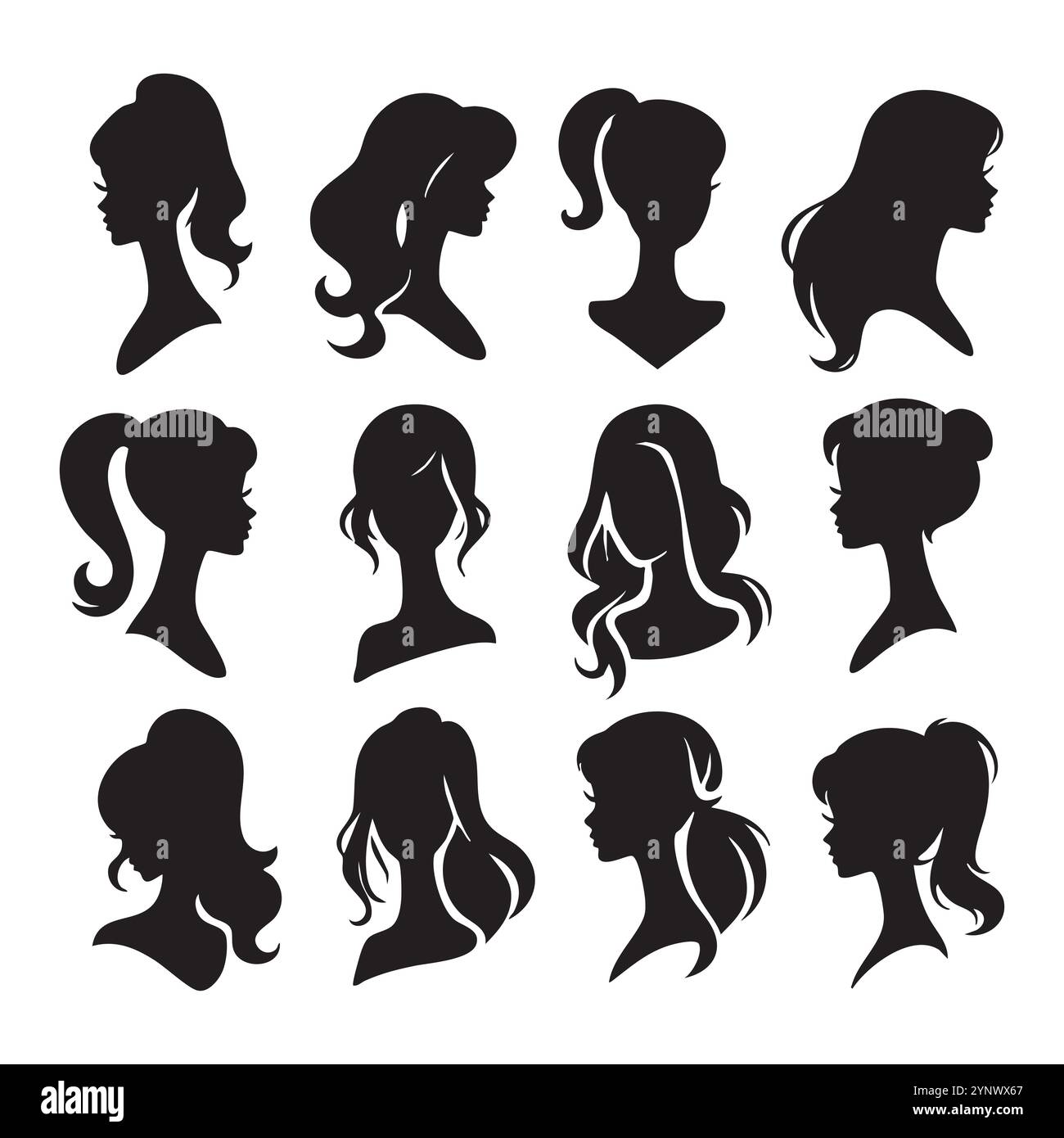 Silhouette set of barbie on white background Stock Vector Image & Art ...