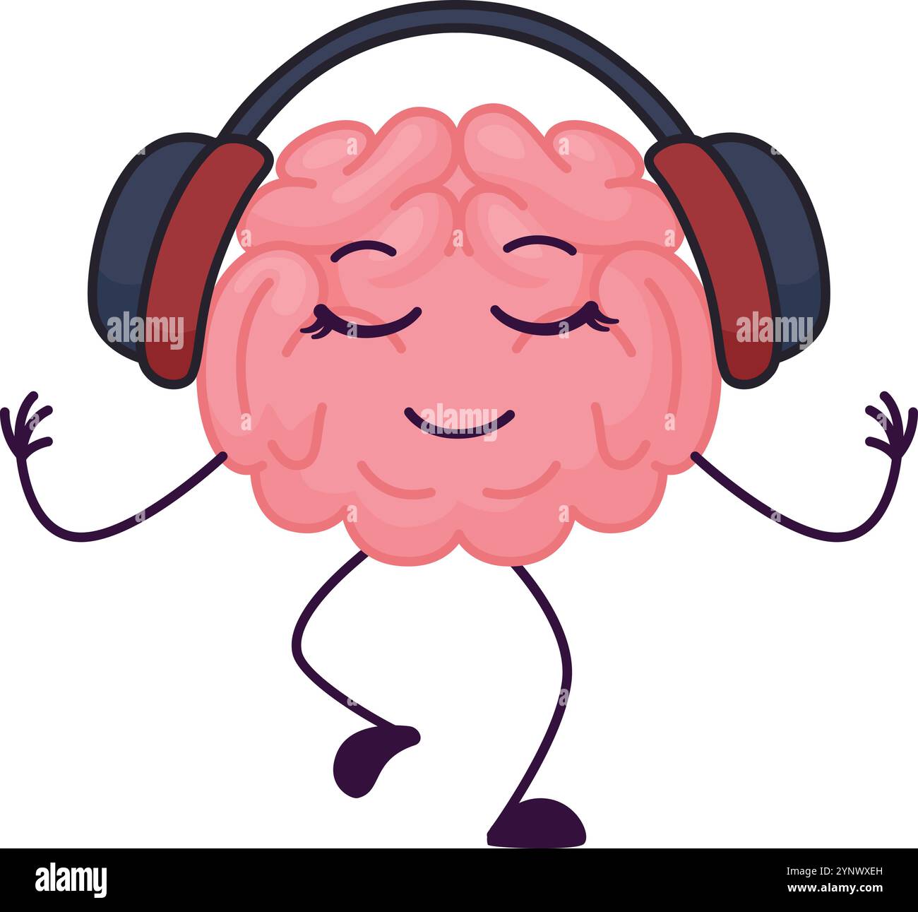 A cartoon brain wearing headphones and dancing Stock Vector Image & Art ...