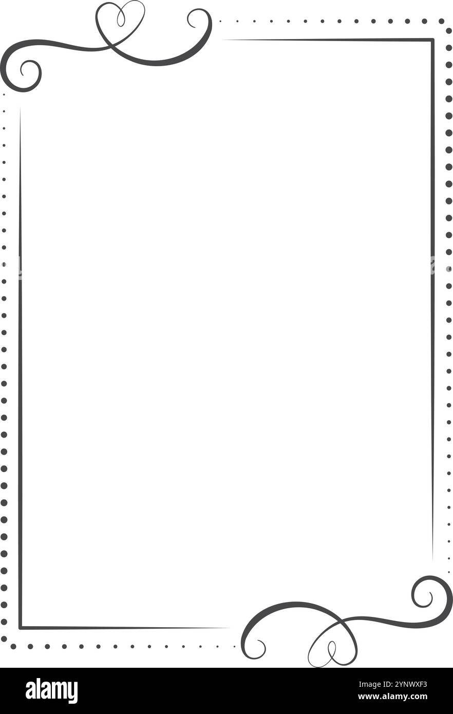 A white frame with a black border and a heart in the middle Stock ...