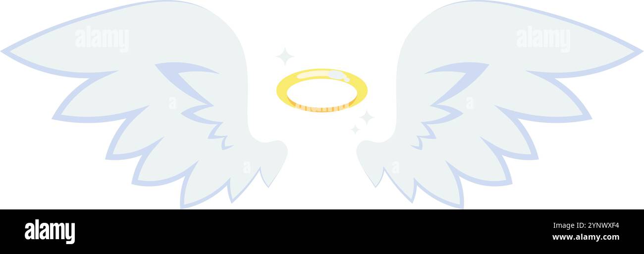 A pair of angel wings with a golden circle in the center Stock Vector ...