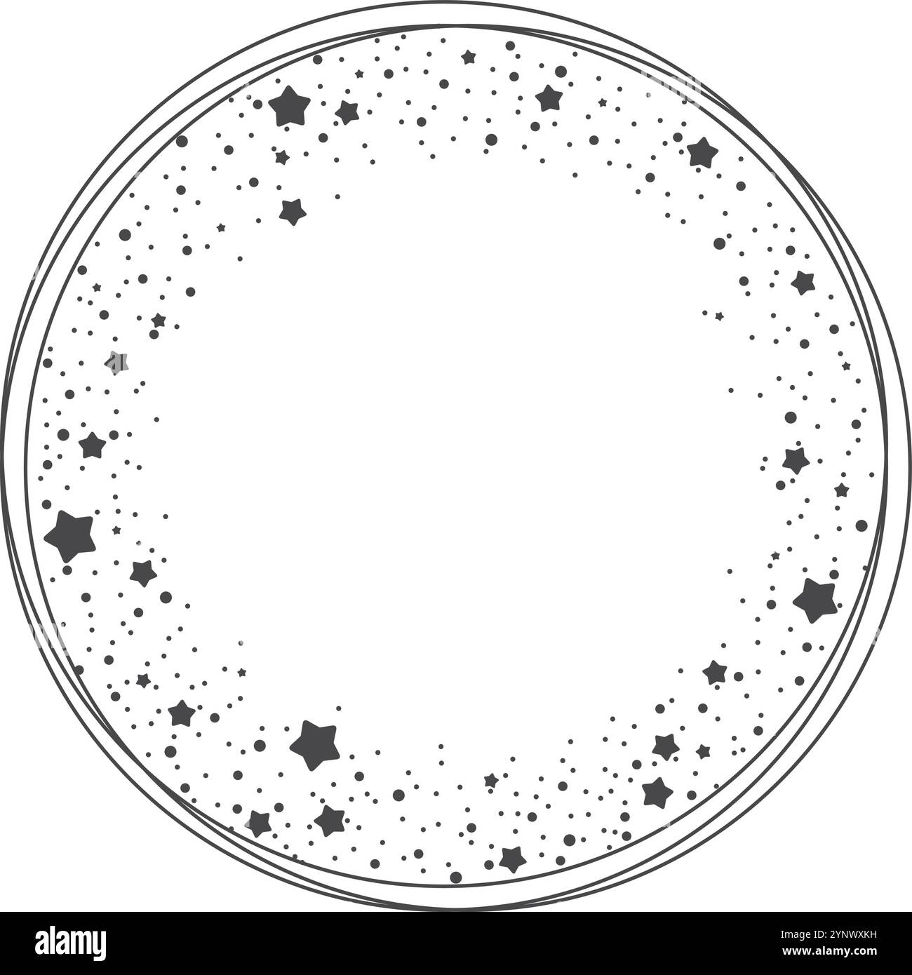 A black and white image of a circle with stars surrounding it Stock ...