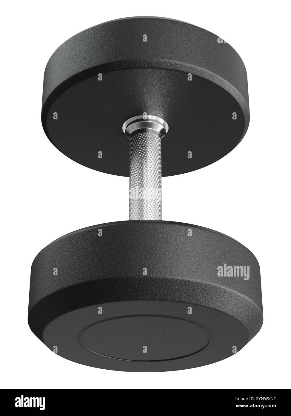 Blank Round Rubber Dumbbell, weightlifting gym equipment top view Stock ...