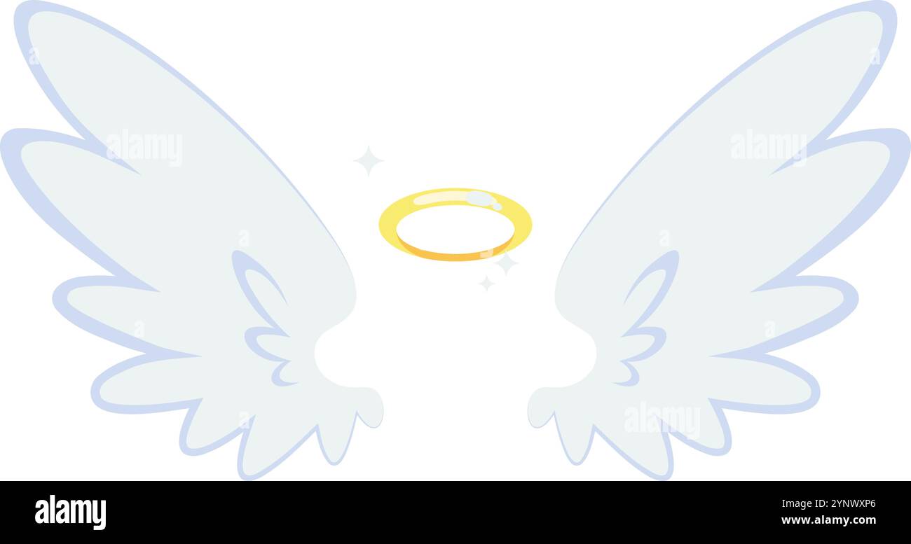 The wings of a white angel are shown with a golden circle in the center ...