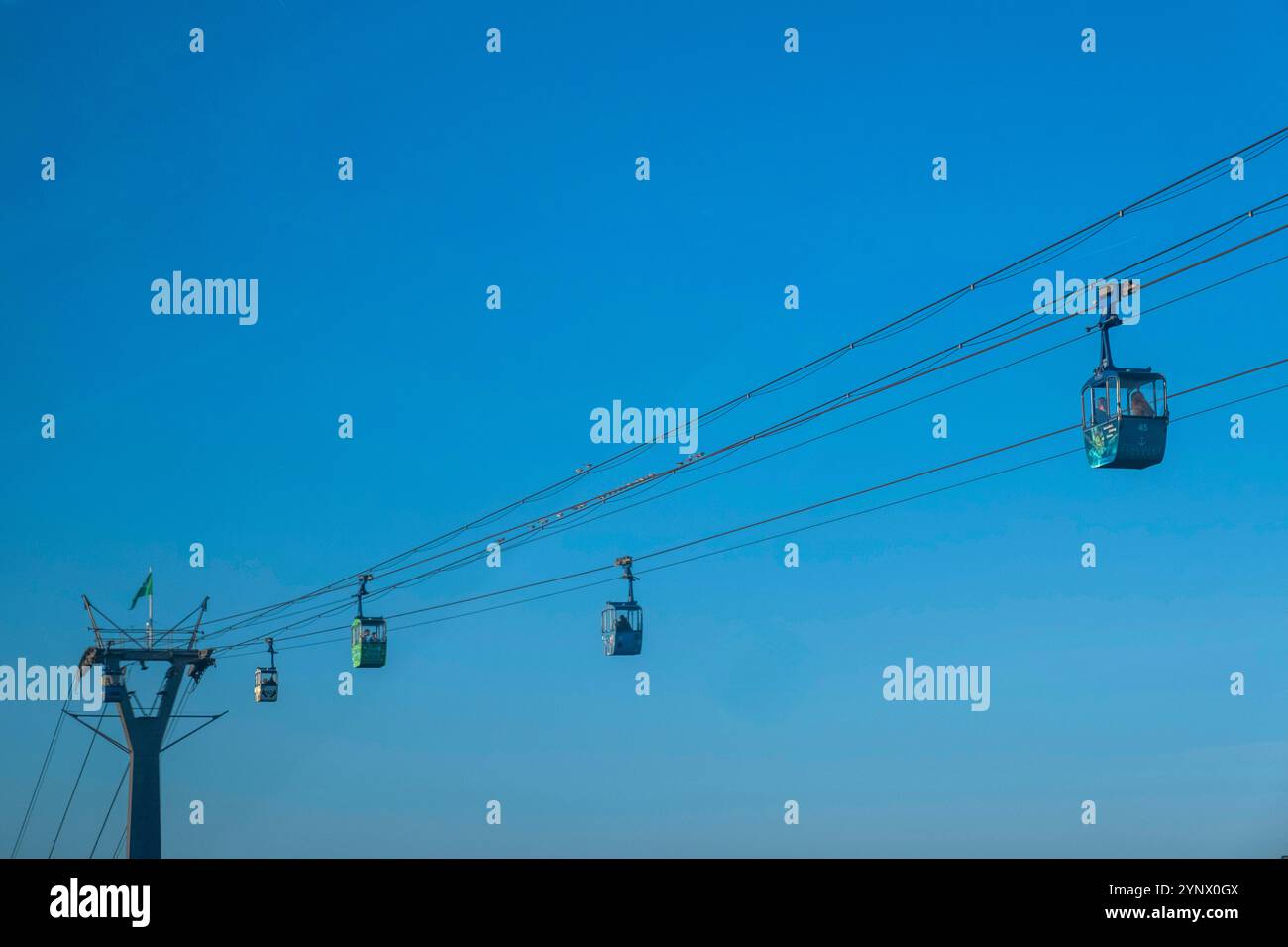 The Cologne cable car over the Rhine in Cologne, Germany Stock Photo ...