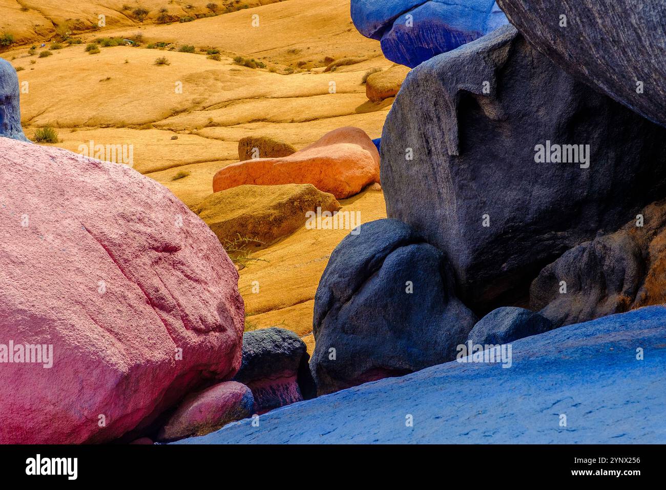 The Painted Rocks near Tafraoute / Tafrout in the anti atlas mountains ...