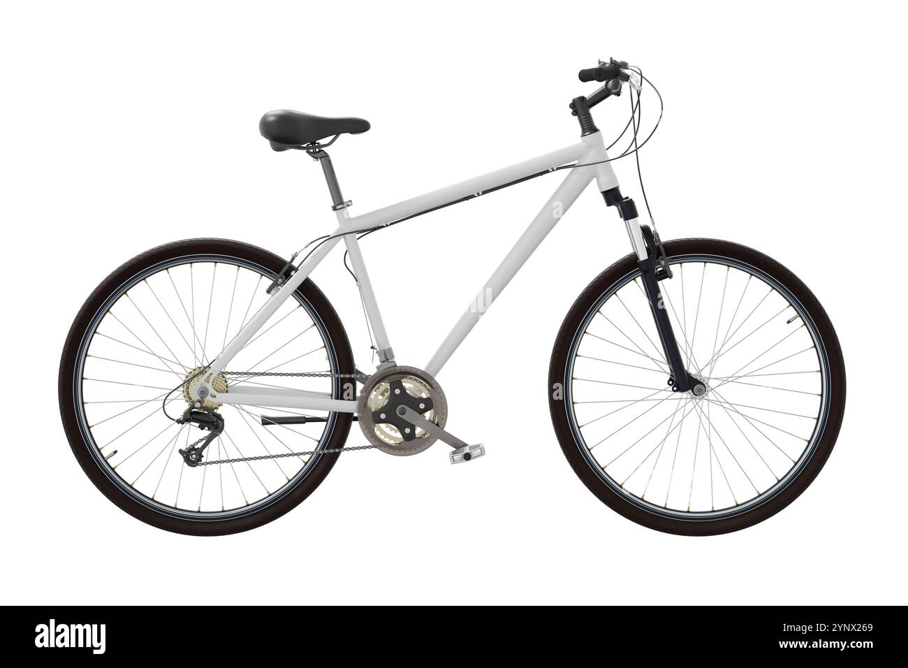 White bicycle, side view isolated on white background, 3D illustration ...