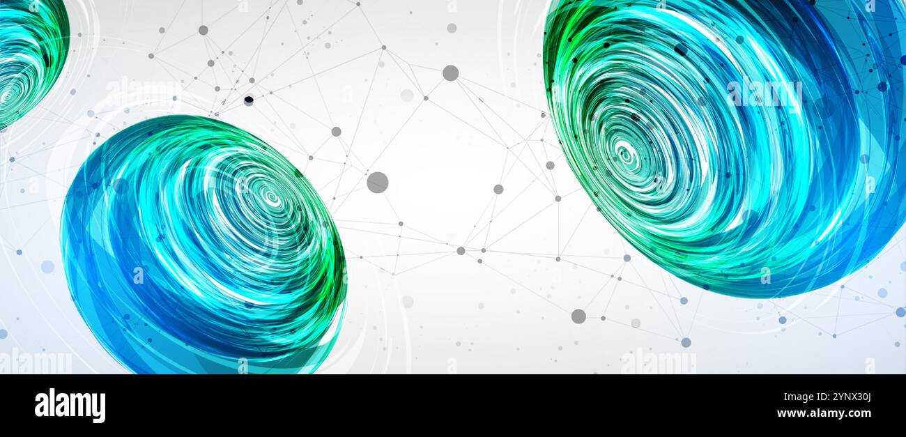 Abstract sci-fi vector background with plexus effect and swirl shapes ...