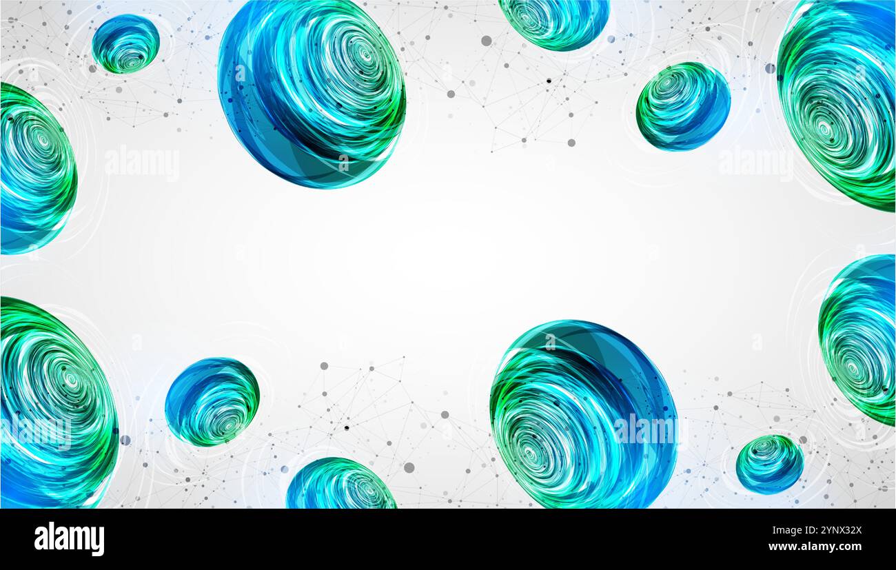 Abstract sci-fi vector background with plexus effect and swirl shapes ...