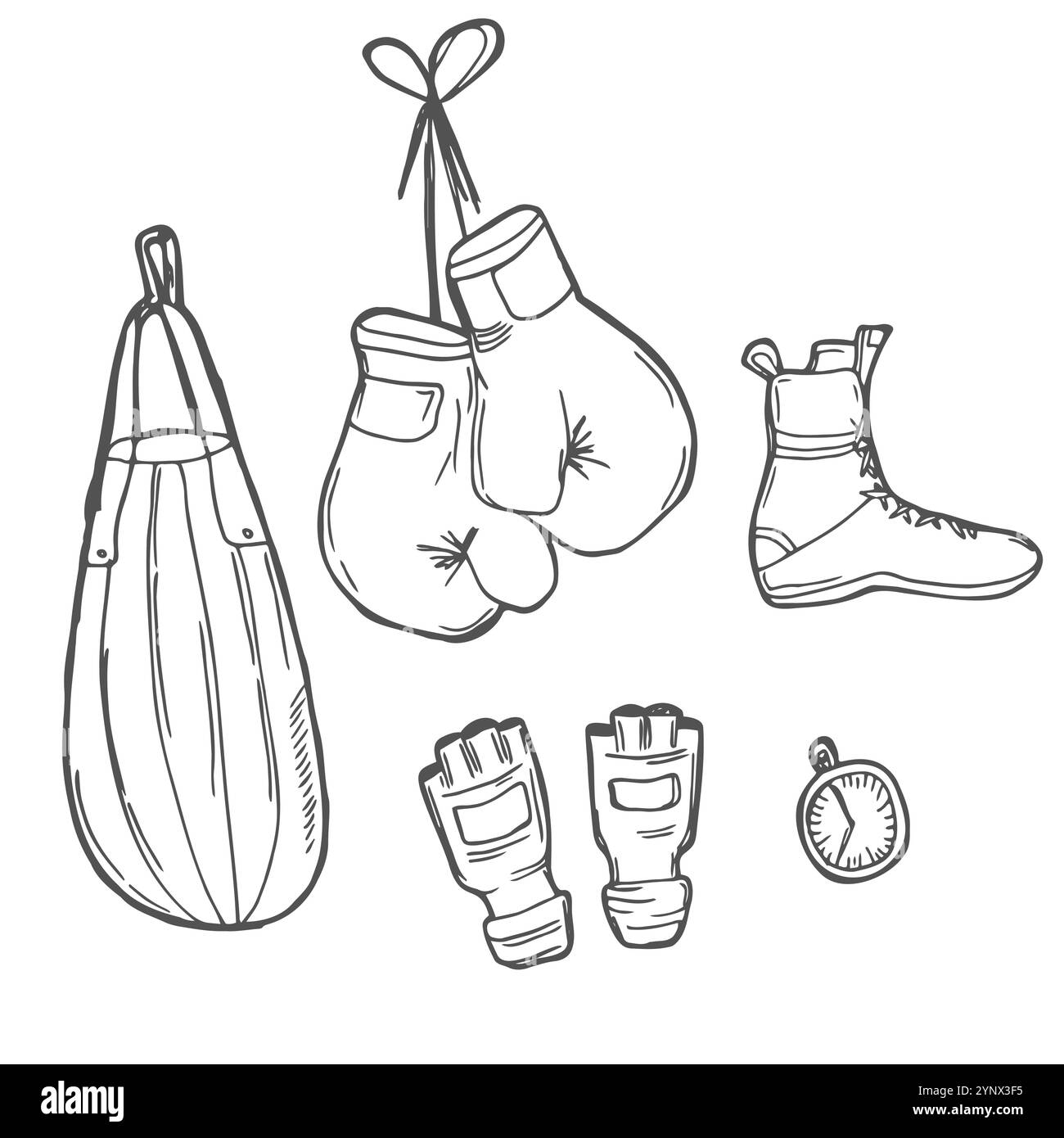 Hand drawn doodle boxing icons set Vector illustration Sketchy sport ...