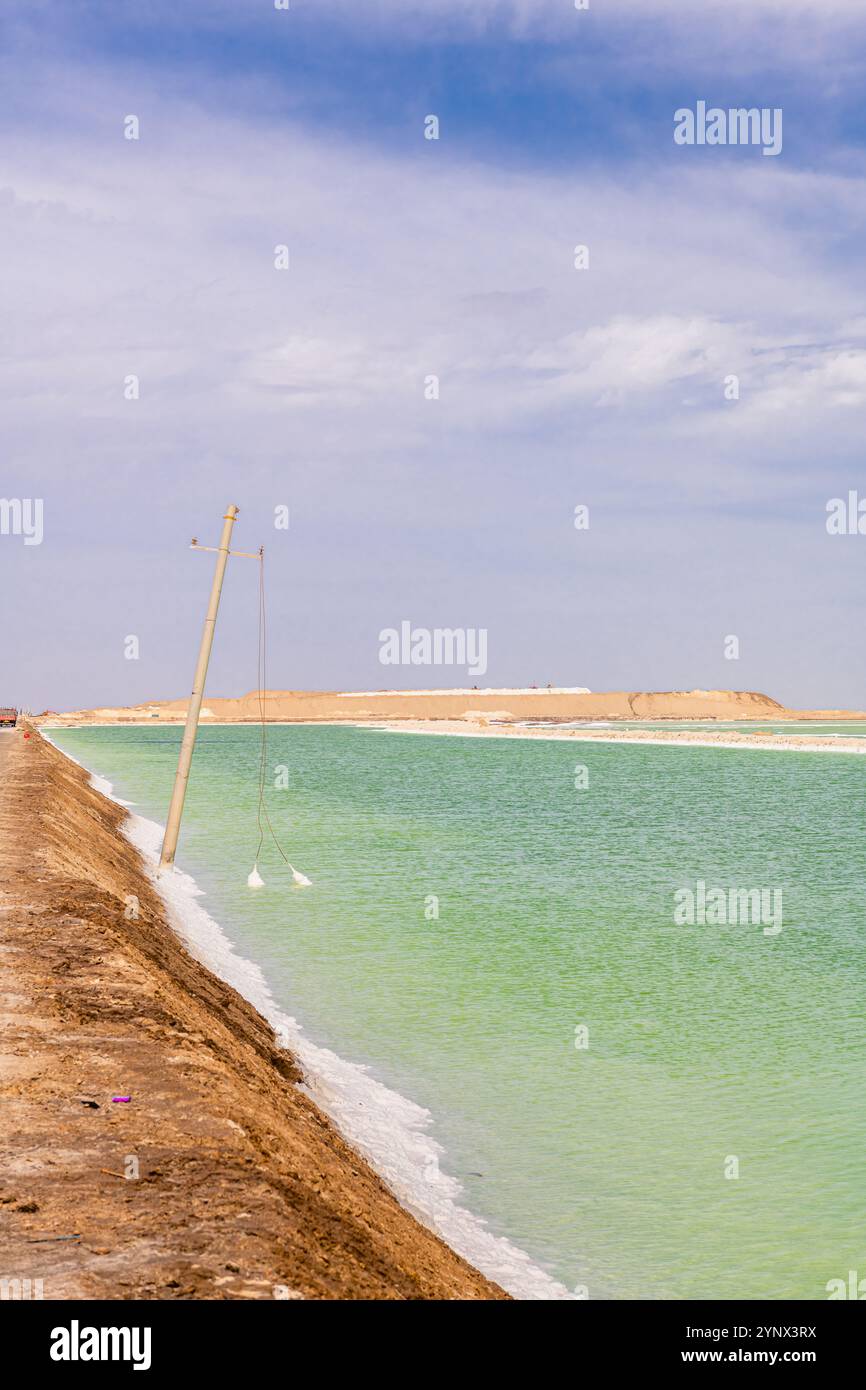 Desolated lands of Chaerhan salt mine lake around Golmud, Qinghai ...