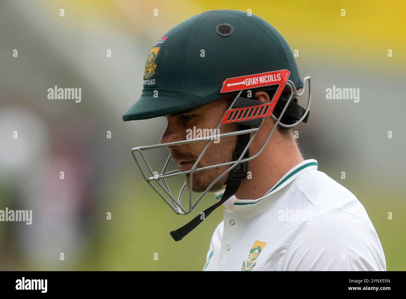 South Africa's David Bedingham leaves the field after being dismissed ...