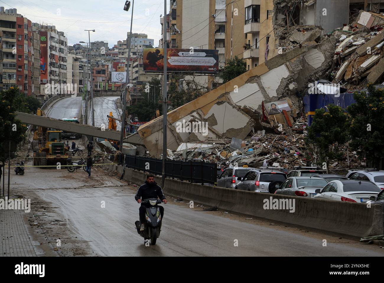 Beirut, Lebanon. 27th Nov, 2024. A flyover bridge that was destroyed by ...
