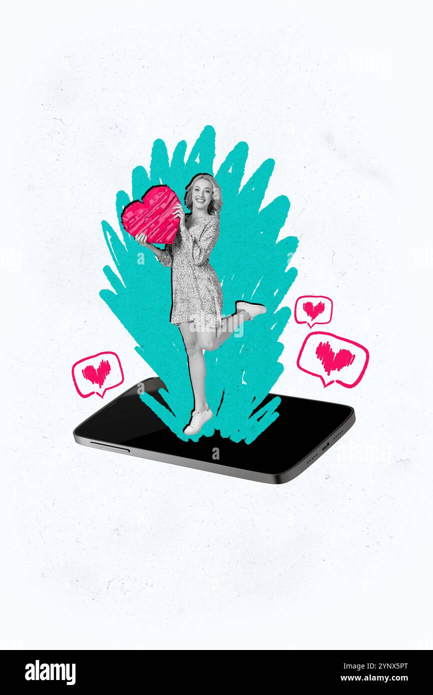 Composite trend artwork 3D sketch image photo collage of social media ...