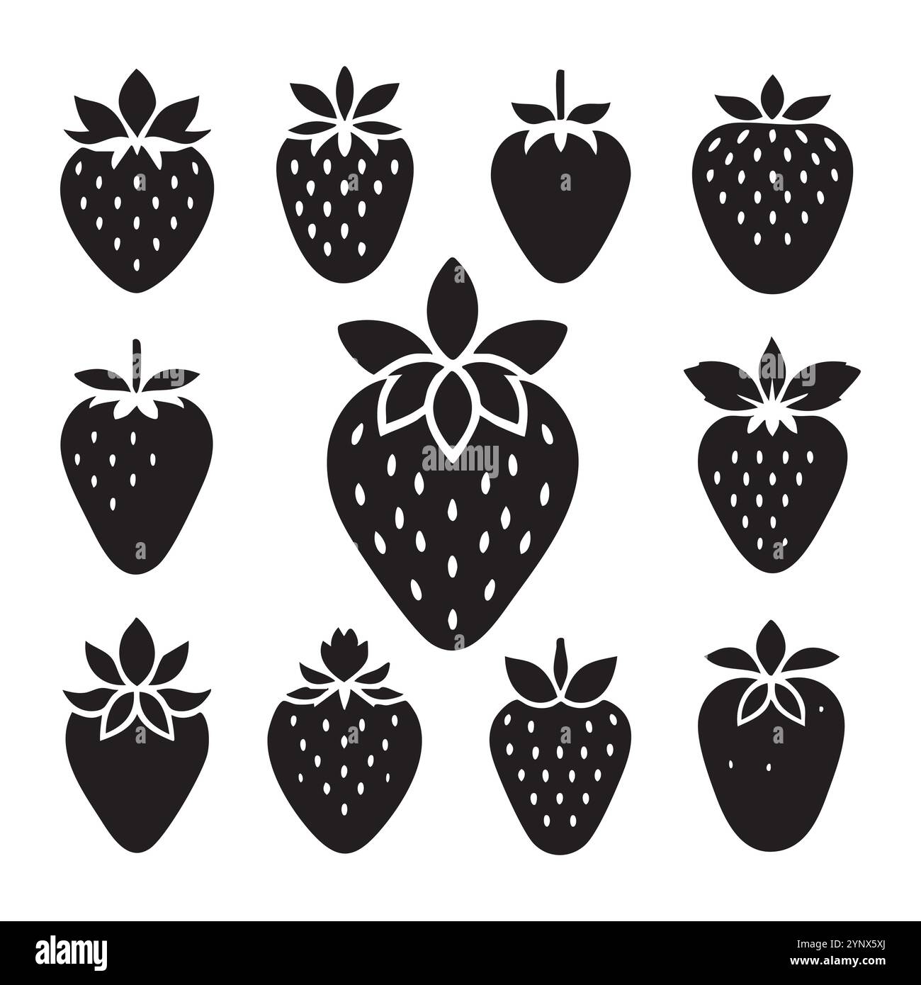 Silhouette set strawberry on Stock Vector Images - Alamy