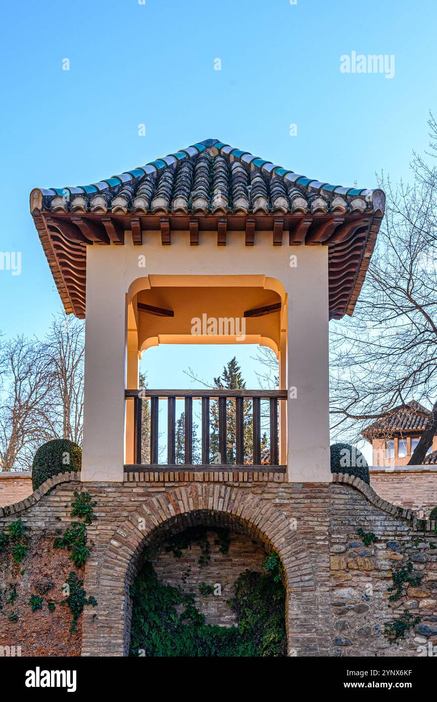 Granada, Spain - July 17, 2024: Observation point in a courtyard of the ...