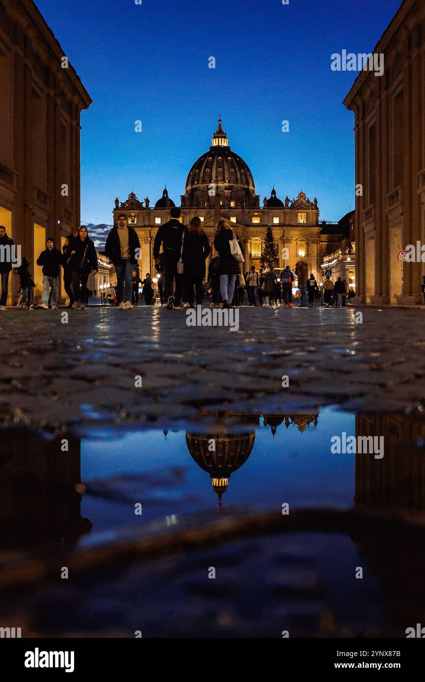 Rome, Italy - December 5, 2023: Panoramic night view of St Peter's ...