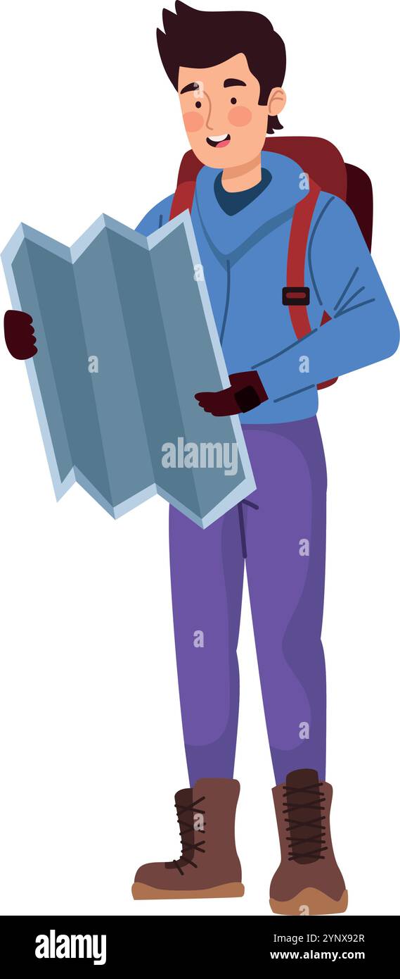 explorer standing holding a map Stock Vector Image & Art - Alamy