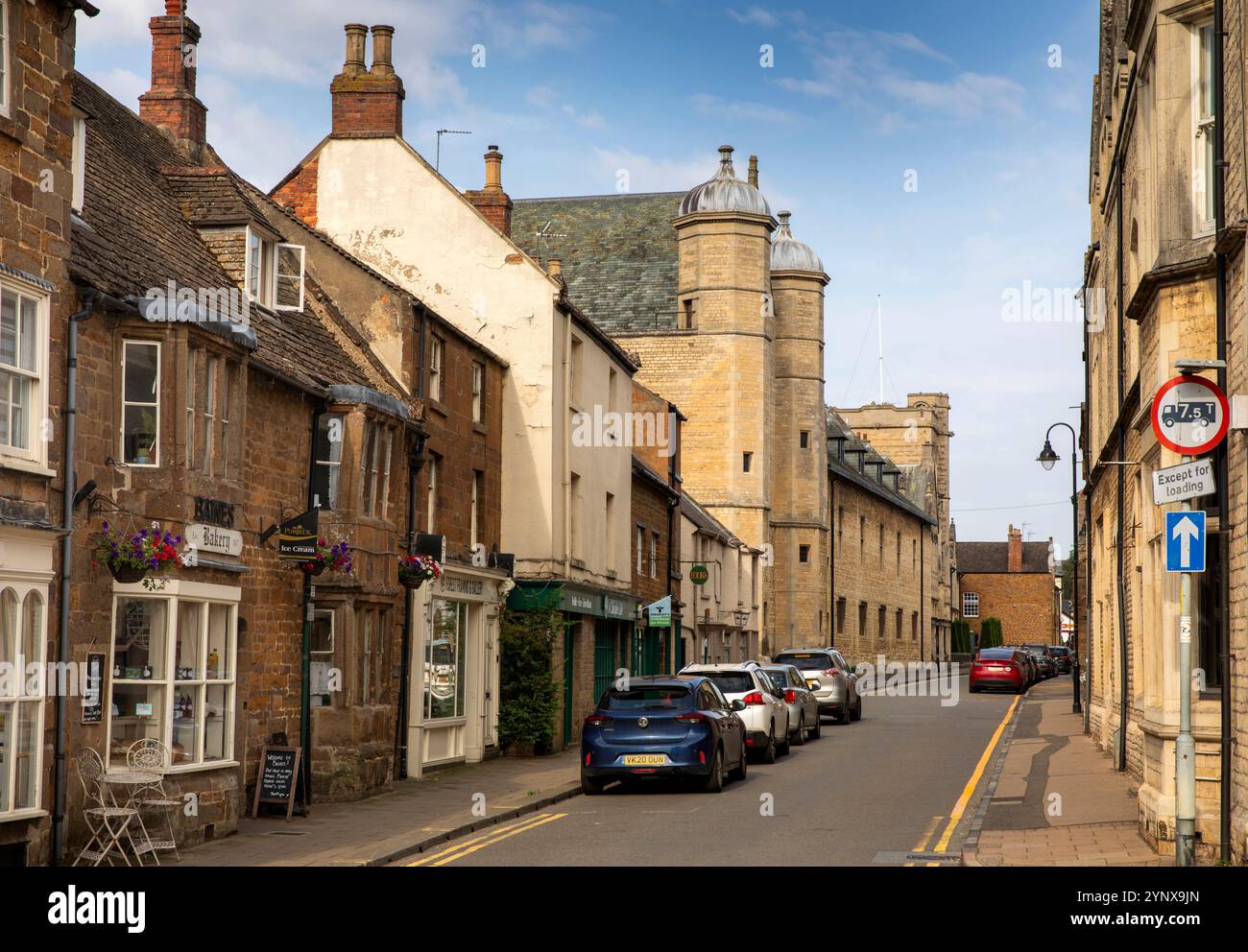 UK, England, Rutland, Uppingham, High Street West road to Uppingham ...