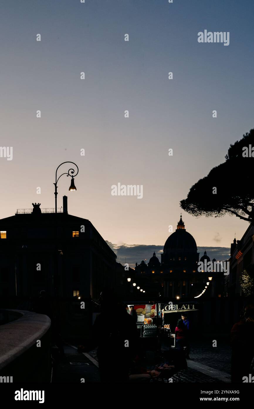 Rome, Italy - December 5, 2023: Beautiful silhouette night view of St ...