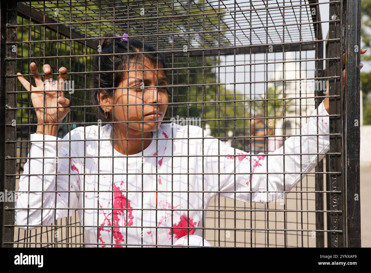 Woman in a cage. Kolkata, India Stock Photo - Alamy