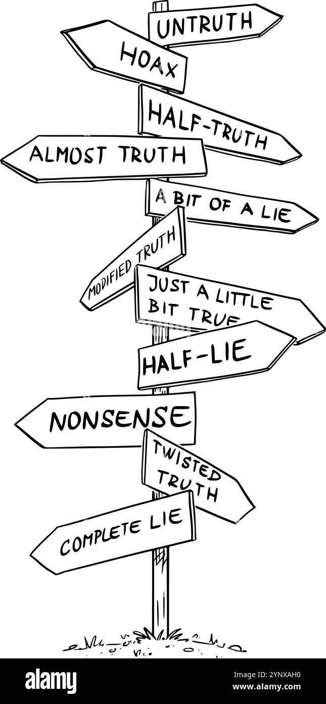 Lie and truth, hoax and nonsense to choose from, vector cartoon ...