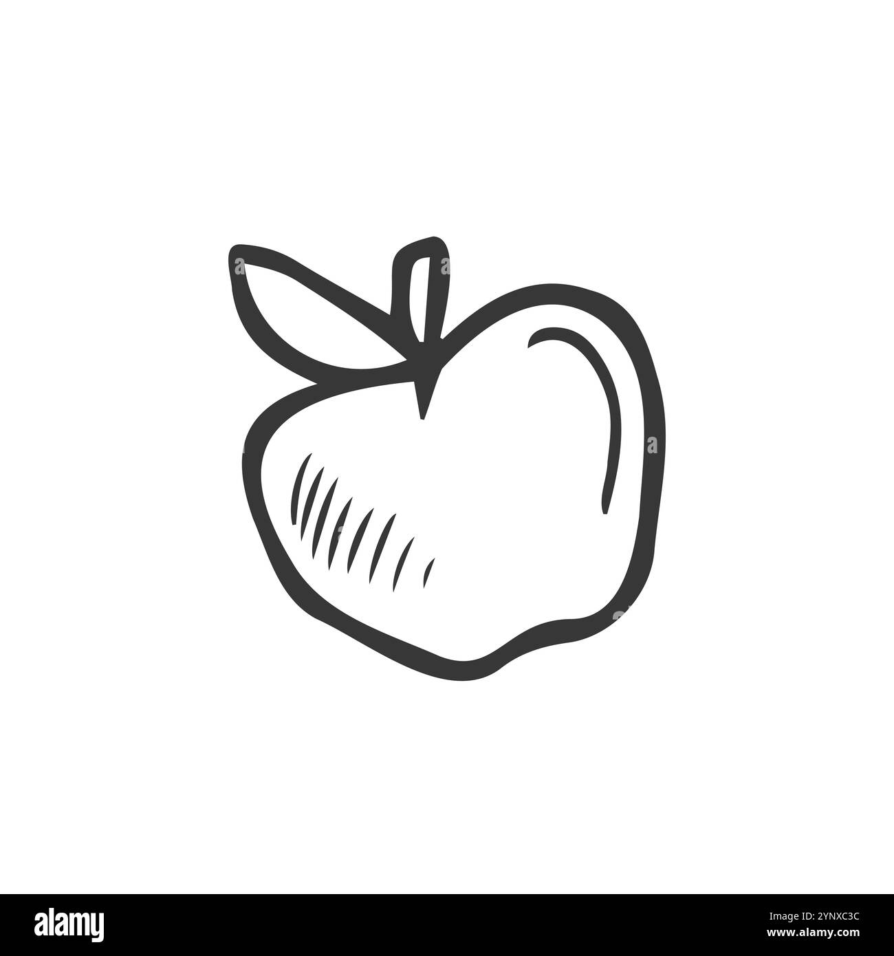 Hand drawn apple on a white isolated background. Doodle, simple outline ...