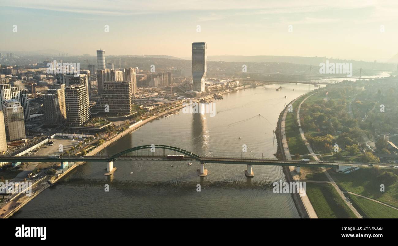 Aerial view of the new district of Belgrade - Belgrade on the water ...