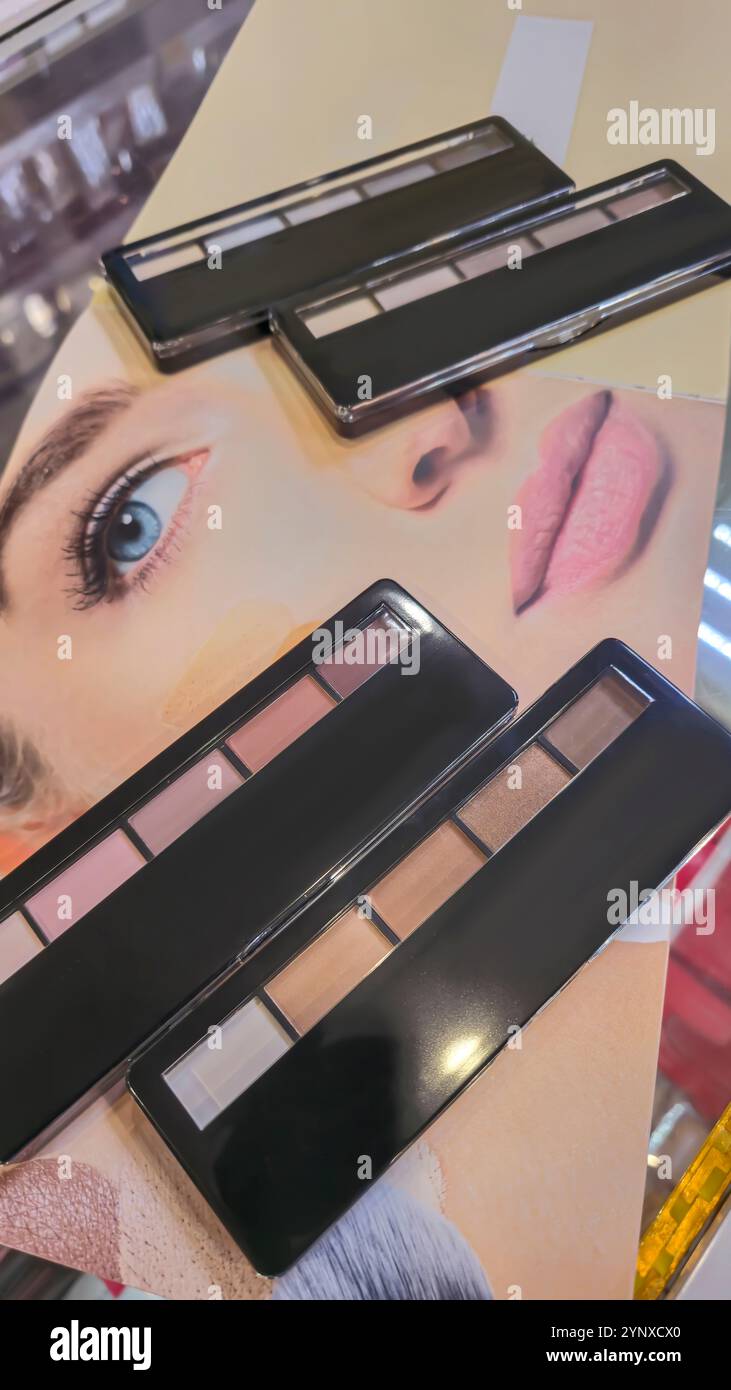 Set of eye shadows of different colors. Choice of shades. Holiday ...